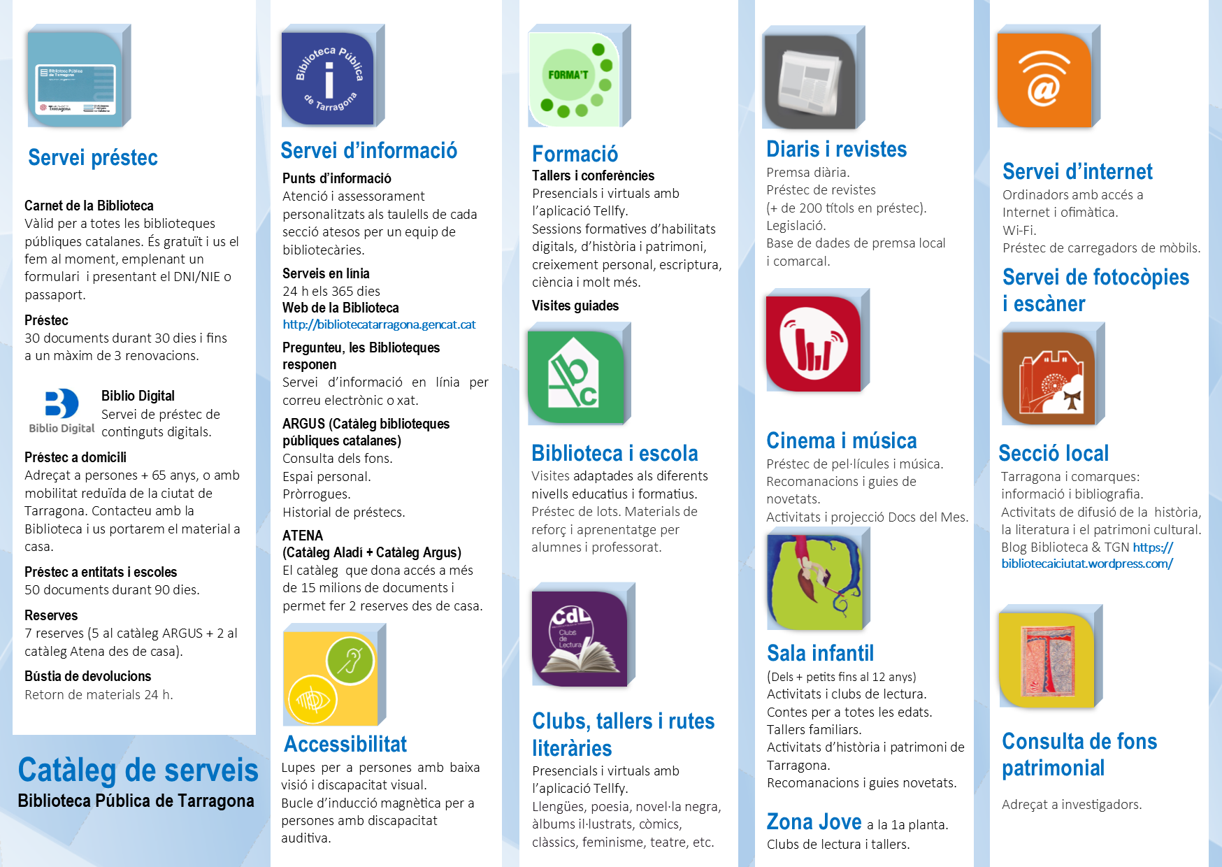 Catàleg de serveis. Biblioteca Pública de Tarragona